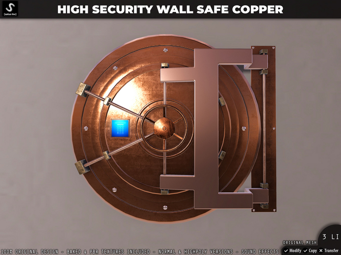 Second Life Marketplace - [satus Inc] High Security Wall Safe [Copper]